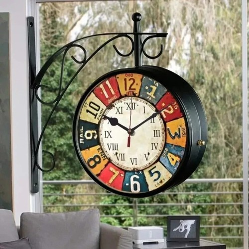 Double Side Hanging Metal Railway Station Vintage Platform 8" Wall ...