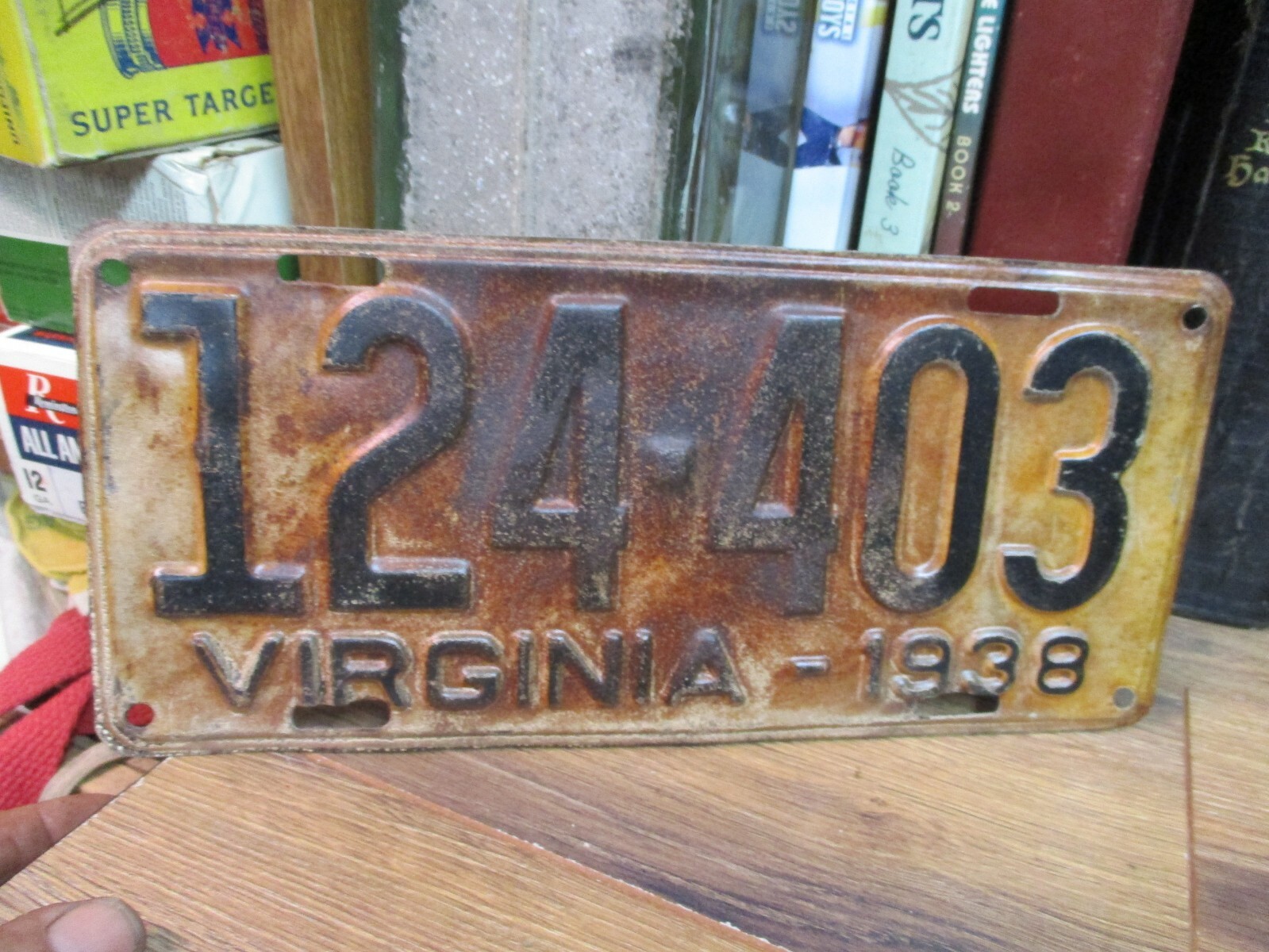 1938 VIRGINIA LICENSE PLATE AUTO car truck vehicle ORIGINAL ISSUE tax ...