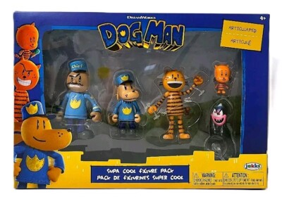 Dog Man Movie 5-Pack 3" Figures Set Dog Man, Chief, LiL' Petey, Flippy ...
