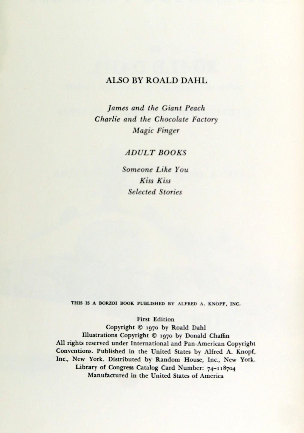 Roald Dahl Donald Chaffin 1st Ed 1970 Fantastic Mr Fox Hardcover w ...