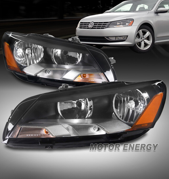 For 12 13 14 15 Volkswagen VW Passat Halogen Headlight Headlamp Black ...