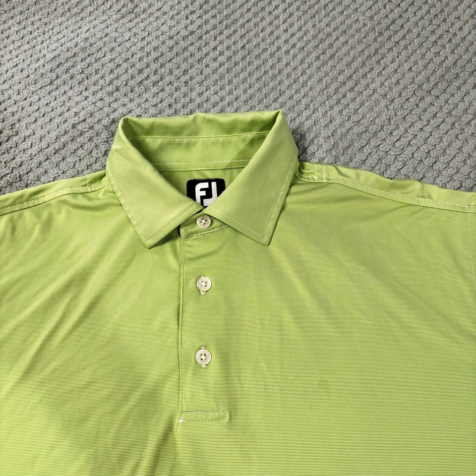 Footjoy Men's Golf Neon Green Golf Polo Shirt Sz L | eBay