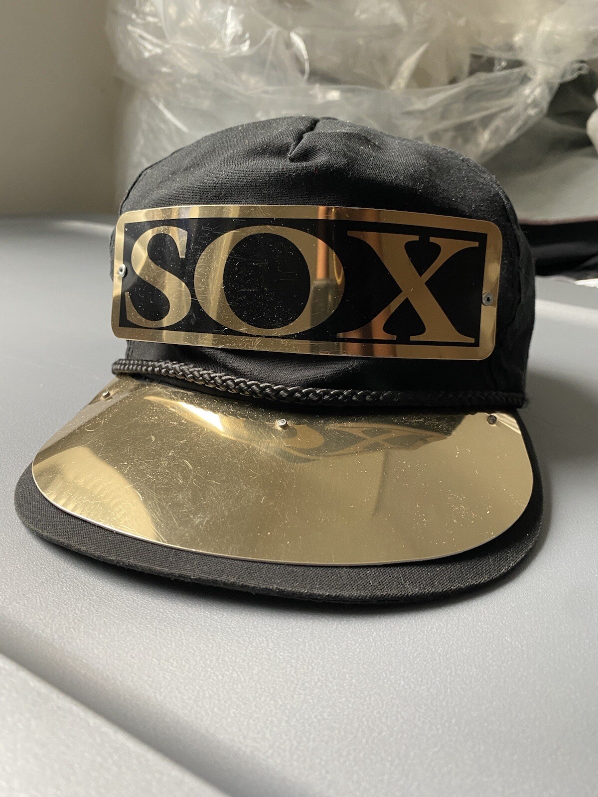 Rare Vintage Chicago White Sox Hat Gold Metal Plate YR Headwear | eBay