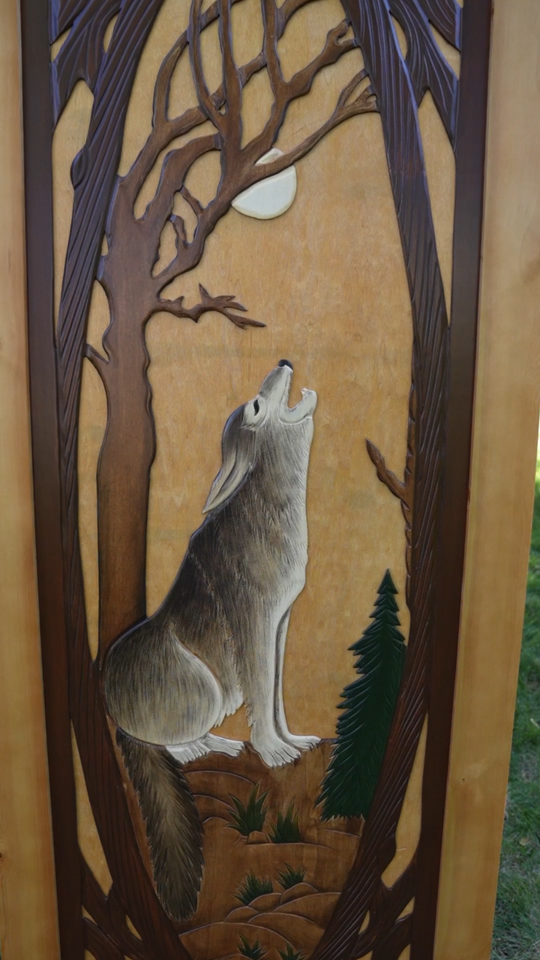 Handmade Wolf Pine Door, Cabin Interior Door, Rustic Door, Wolf Solid ...