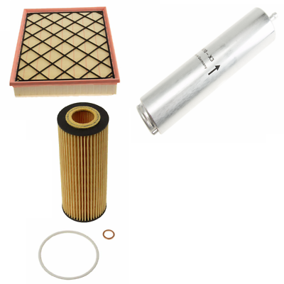 x3 Filters AIR + FUEL & Engine motor OIL Filter Kit Set for BMW x5 ...