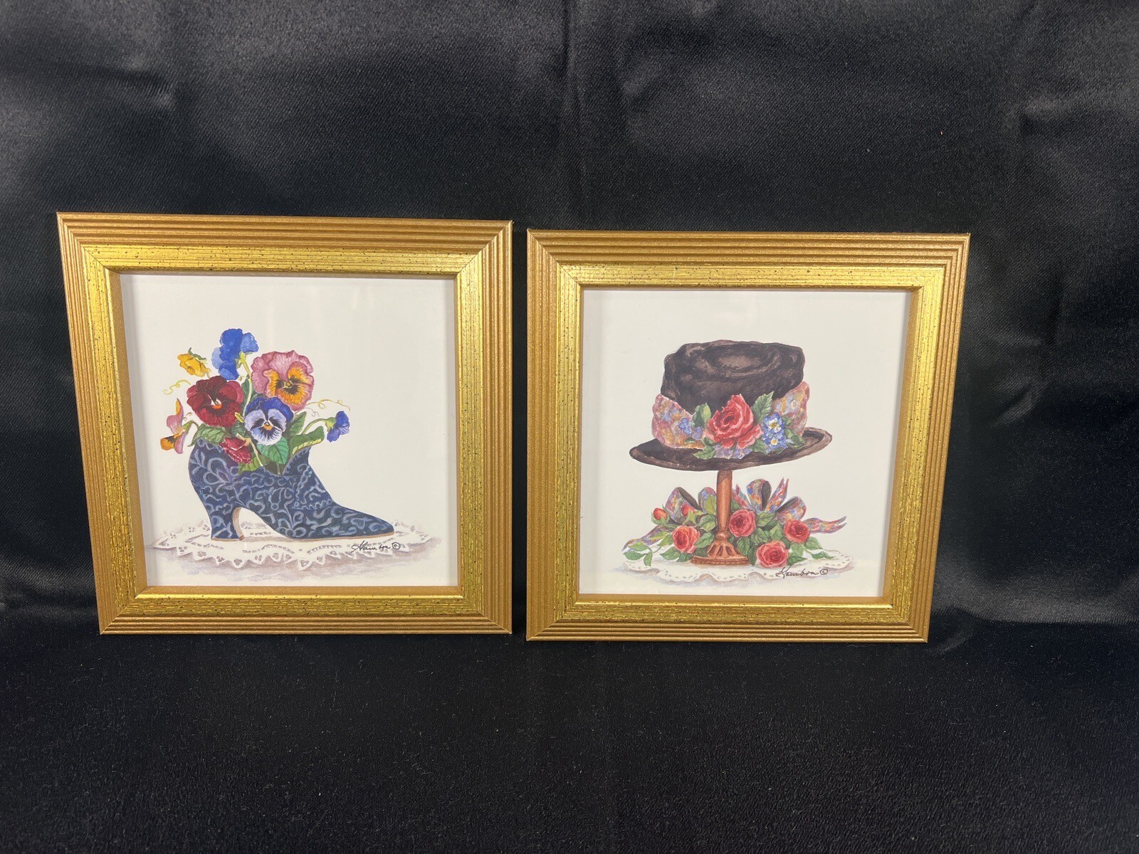 VTG Set Consuelo Gamboa Signed Art Victorian Shoe & Hat Hermitage Fine ...