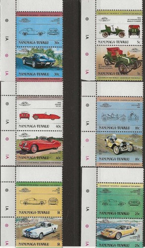 Tuvalu Nanumaga 1984 - Automobiles (Cars) Set of 6 Top Left Corners ...