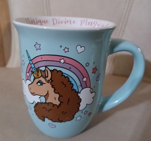Afro Unicorn 16oz Wide Rim Ceramic Mug Unique Divine Magical New Tags ...