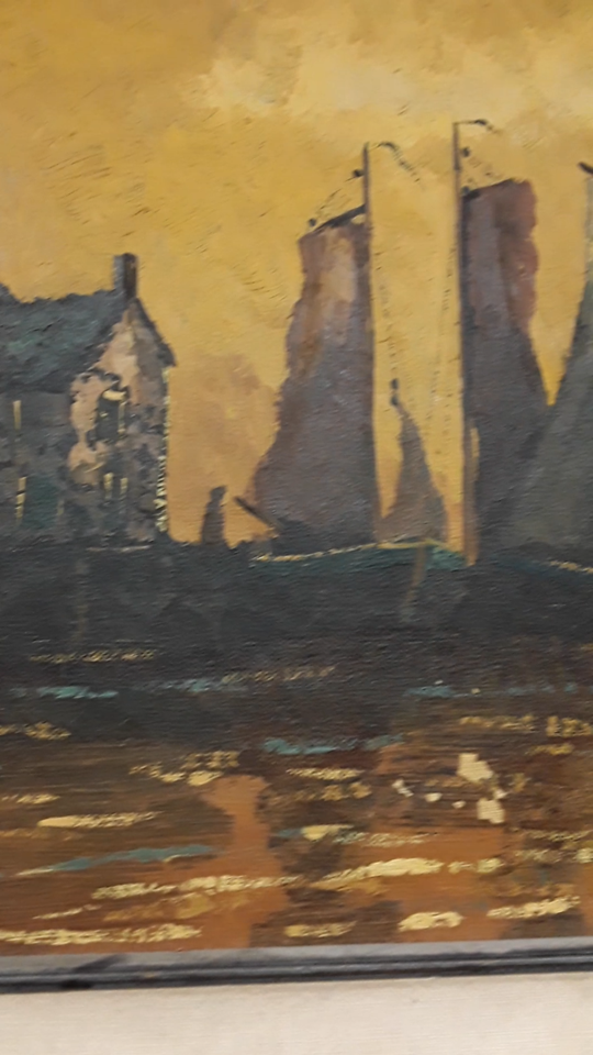 Emanuel Burgy Oil Painting on Canvas Harbor Sunrise | eBay
