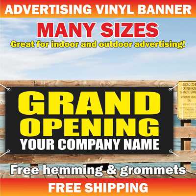 GRAND OPENING Advertising Banner Vinyl Mesh Sign CUSTOM COMPANY NAME ...