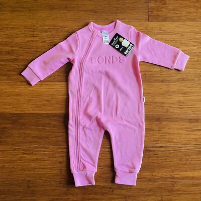 Bonds Baby Pink Thick Ribbed Cuffed Tech Sweats Zip Wondersuit BNWT ...