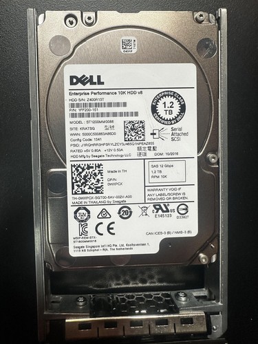 DELL WXPCX 0WXPCX 1.2TB 10K RPM 12Gb/s 2.5" SAS HDD HARD DRIVE ...