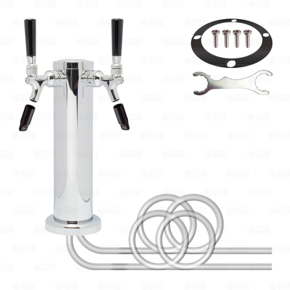 2 Tap Double Faucet Tower Draft Beer Kegerator Keezer Conversion Kit ...