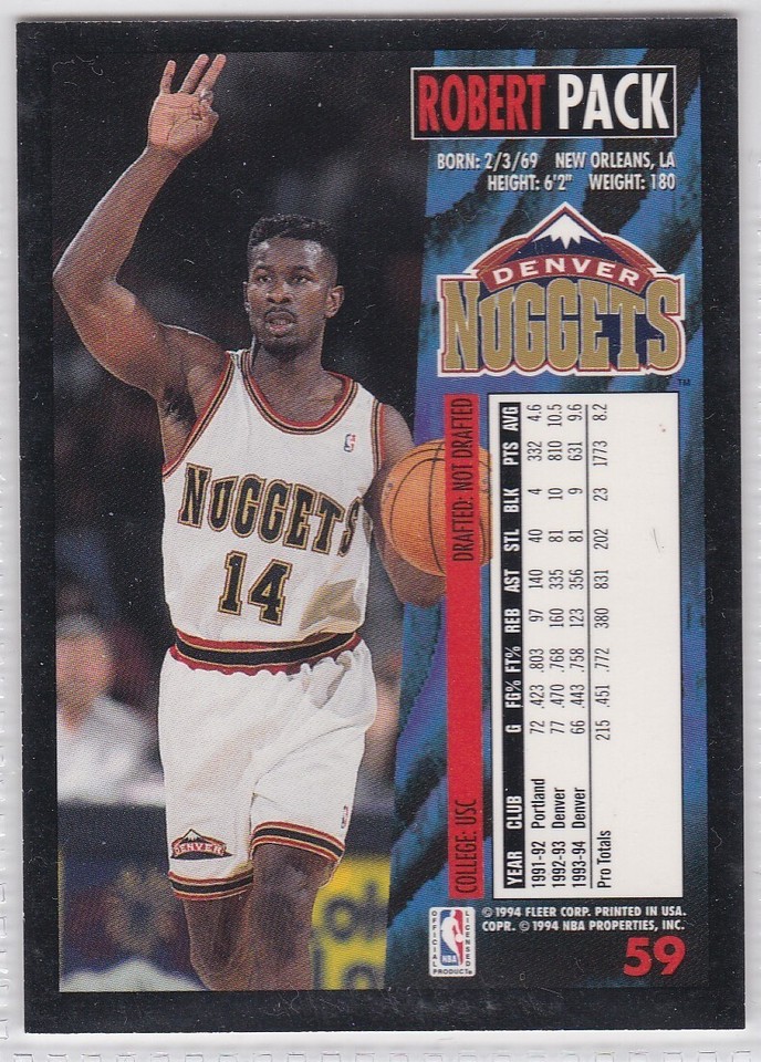 M) 1994-95 Fleer Basketball Trading Card - Robert Pack #59 | eBay