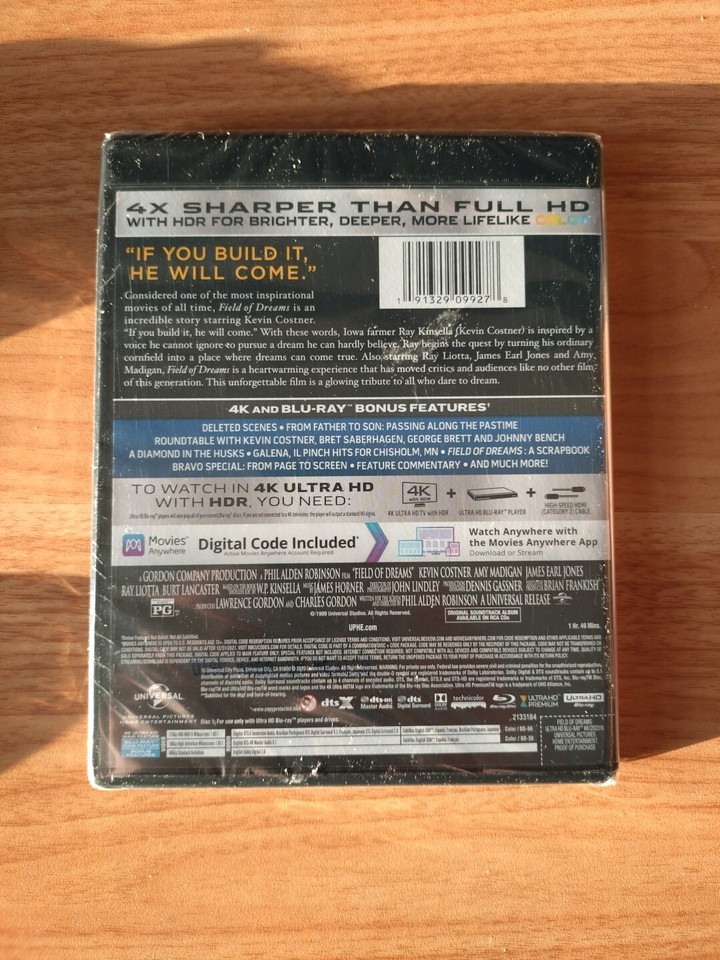 Field Of Dreams (1989) - 4k Ultra HD and blu ray set, new & sealed ...