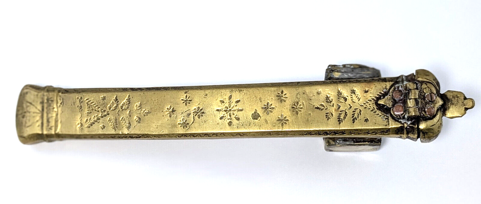 Antique Ottoman Turkish Traveling Scribe Brass Box Quill Pen Inkwell ...