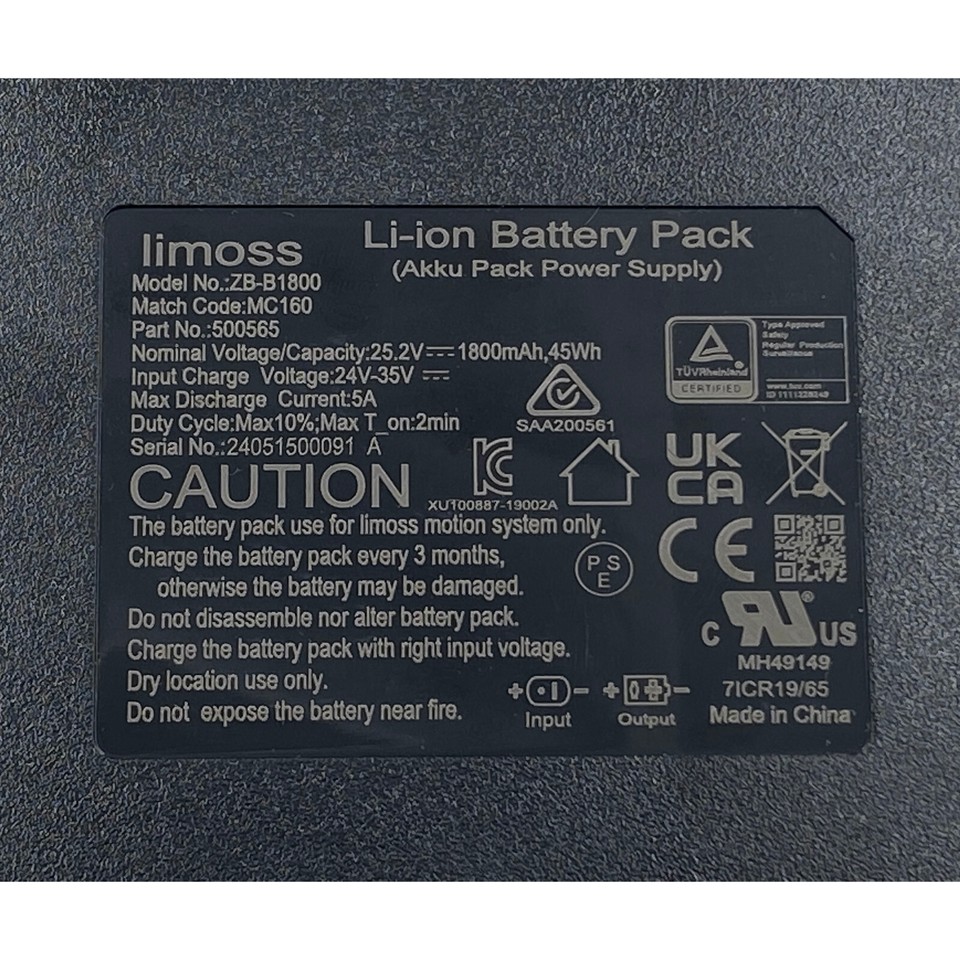 Limoss ZB-B1800 Akku Battery Pack Power Supply Kits for Power Recliner ...