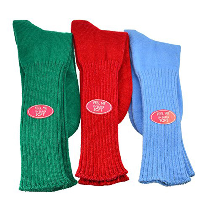 Women's Colored Ribbed Turn cuff Acrylic Socks 3 Pair Pack Socks, Socks ...
