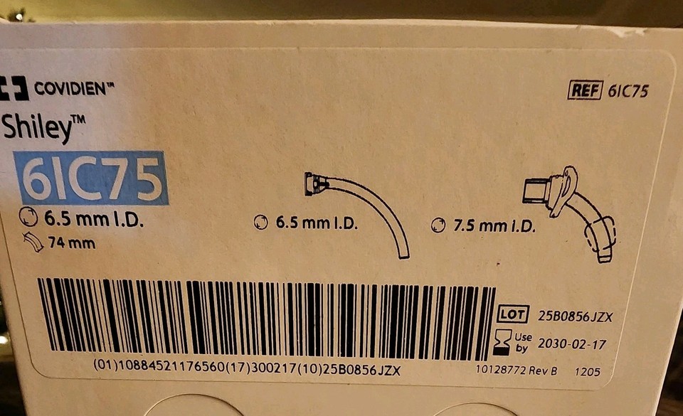 Covidien Inner Cannula Size 6.5 mm I.D. 74mm 6IC75 10 Count Expires 2/ ...