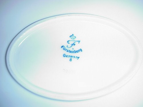 Furstenberg Oval Platter Made Germany 02032 Green Leaves Pink Flowers ...