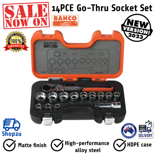 Bahco Go-Thru Socket Ratchet Set Reversible Flex Head 72 Teeth ...