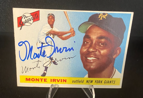 1955 TOPPS BASEBALL CARD MONTE IRVIN HAND SIGNED #100 JSA AVAILABLE ...