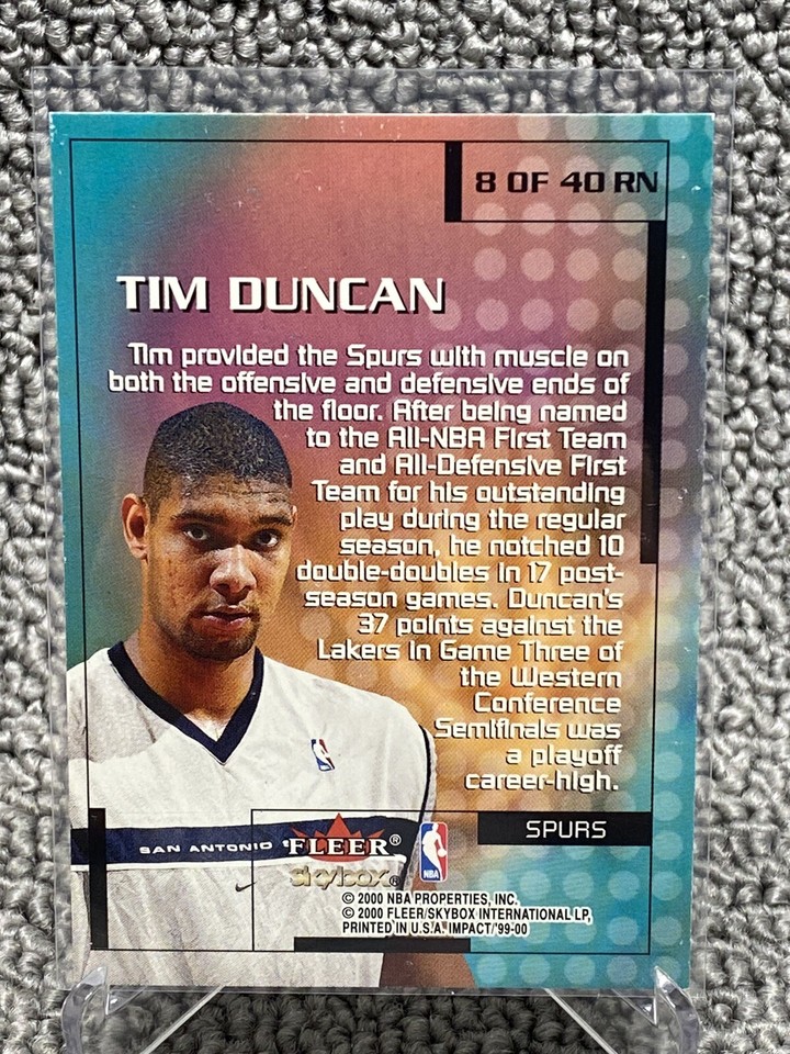 1999-00 Fleer Impact ~ Tim Duncan ~ Rewind ‘99 ~ 8 Of 40 RN ~ Spurs | eBay