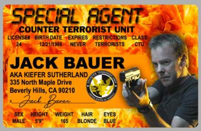 24 Jack Bauer Kiefer Sutherland Novelty Drivers License ID Card | eBay