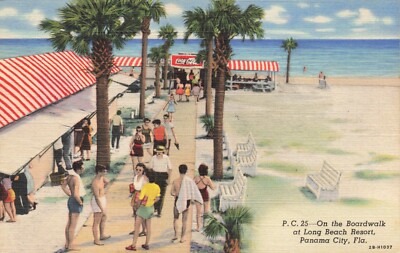 Postcard FL Panama City Coca-Cola Sign Soda On The Boardwalk Long Beach ...