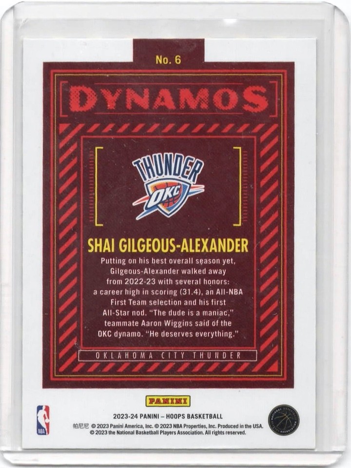 Shai Gilgeous-Alexander 2023-24 NBA Hoops Basketball Dynamos #6 ...