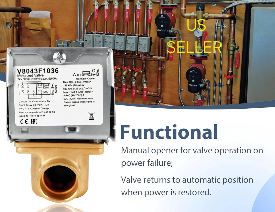 V8043F1036 Zone Valve for Honeywell, Replacement | eBay