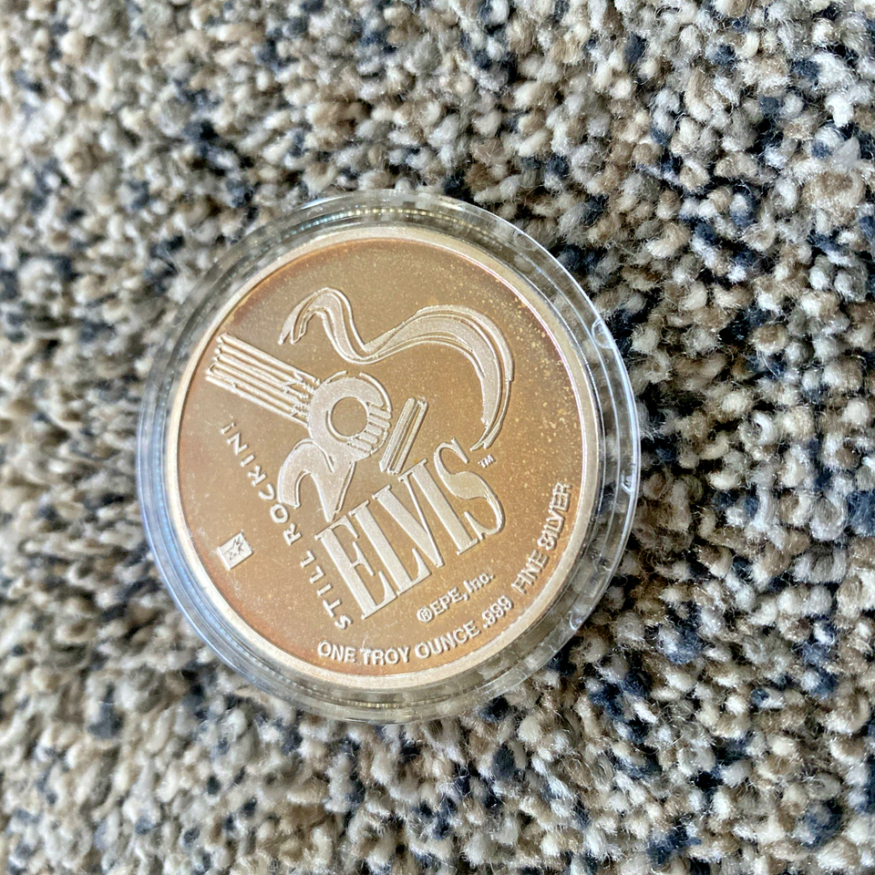 ELVIS PRESLEY 20th ANNIVERSARY "STILL ROCKIN" SILVER COIN with GOLD ...