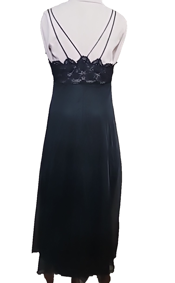 Vtg Intime Of California Black Nightgown lace and Chiffon Layer Over ...