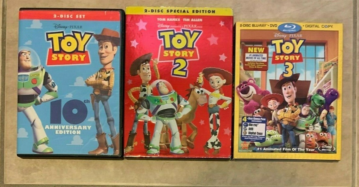 Toy Story Trilogy All 3 movies DVDs in cases w/ Inserts Authentic USA ...