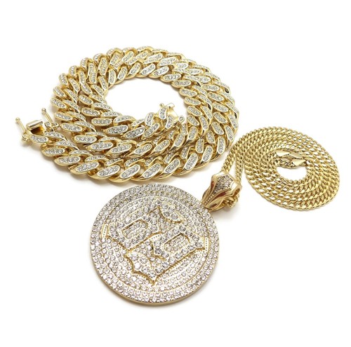 Hip Hop Gold PT 6ix9ine 69 Necklace & 12mm 18" Full Iced Cuban Choker ...