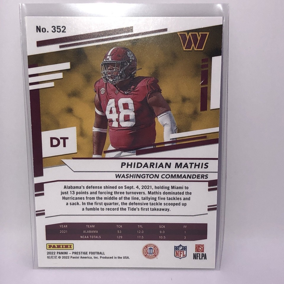 2022 Prestige Phidarian Mathis RC Diamond Parallel #352, Washington ...