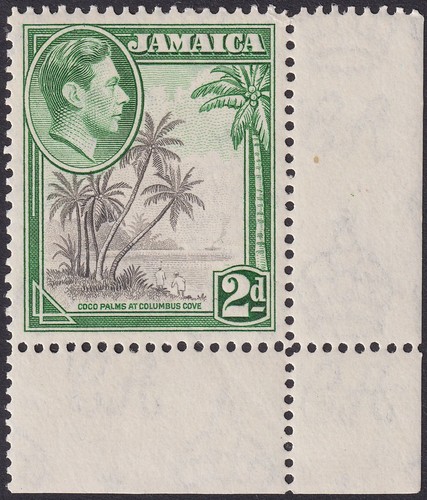 Jamaica 1938 KGVI 2d Grey and Green with Fishing Rod Variety Mint ...