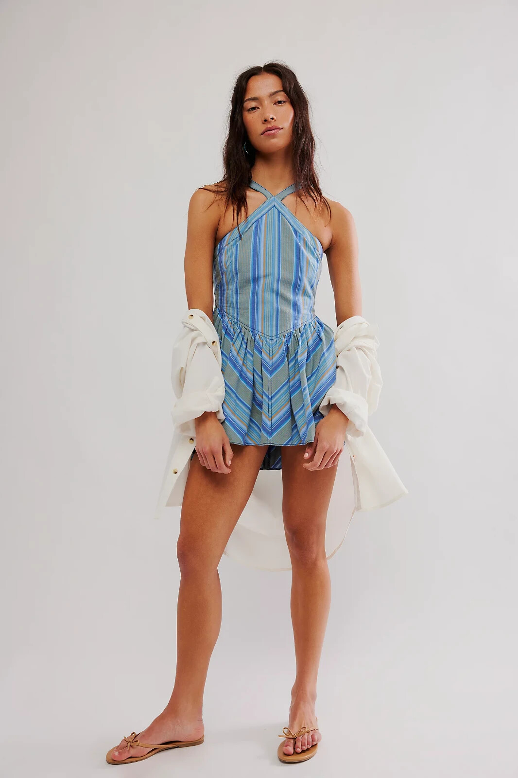 Free people We The Free Erin Halter Top M 8 Women Casual Striped Tunic ...