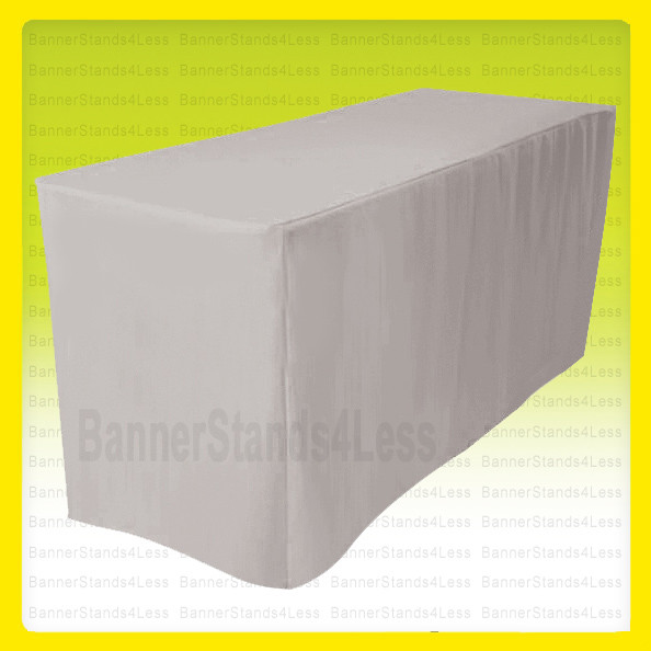 8' Fitted Table Cover Tablecloth Gray Throw Gray Wedding Banquet Trade ...