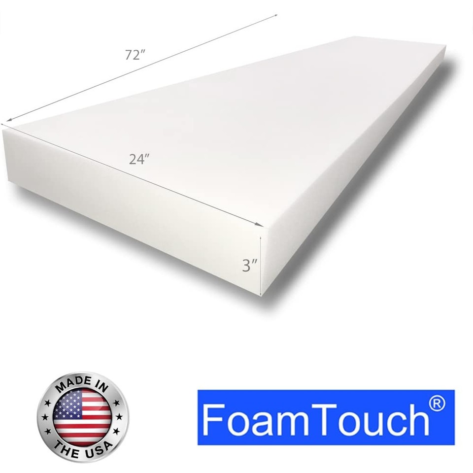 FoamTouch 3"x24"x72" high Density Polyurethane Foam, 3 x24 x72 inches ...