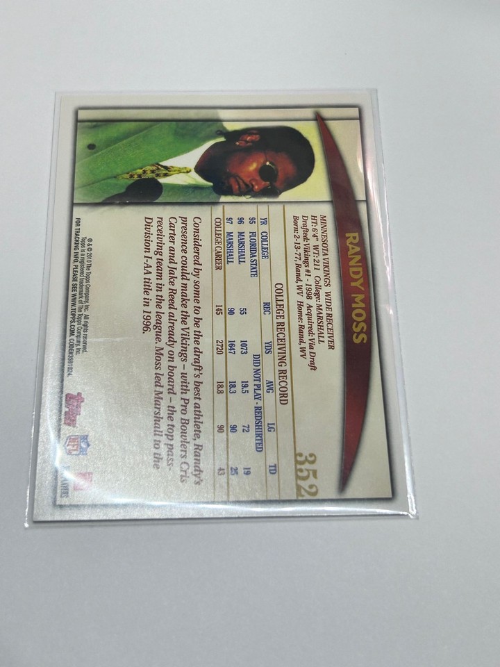 Randy Moss Topps Gold 2010- Draft Picks Vikings #352 | eBay