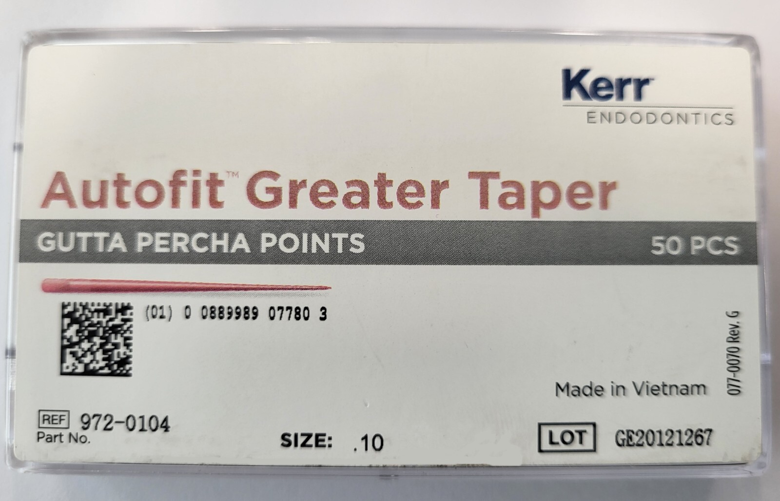 *50-Pieces* Kerr Autofit Greater Taper Size-.10 Gutta Percha Points 972 ...