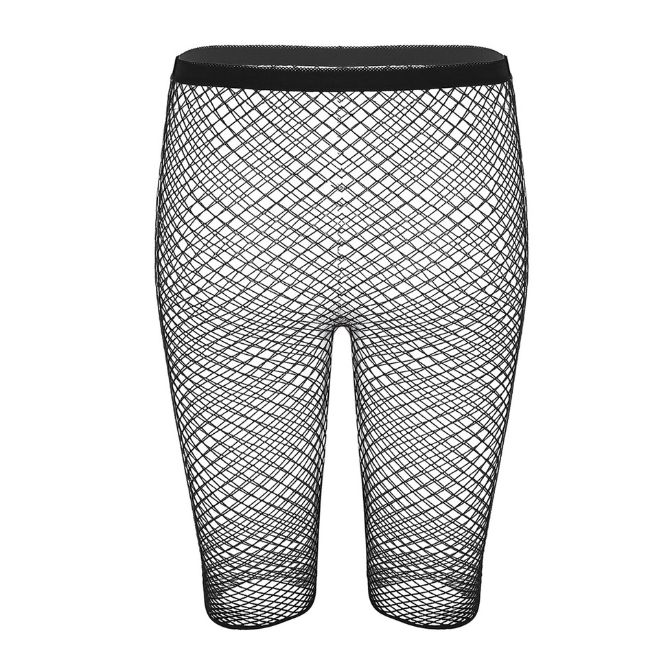Men's Hollow Out Mesh Fishnet Pants Stretchy Half Pants Swim Shorts ...