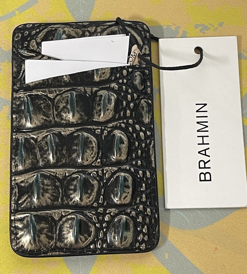 NEW BRAHMIN Croc-Embossed LEATHER CARD CASE/Wallet AGATE MELBOURNE NEW ...