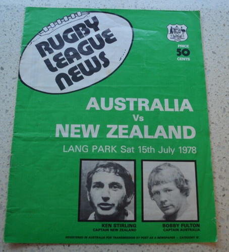 RUGBY LEAGUE NEWS NEW ZEALAND VS AUSTRALIA RARE 1978 PROGRAMME! | eBay ...