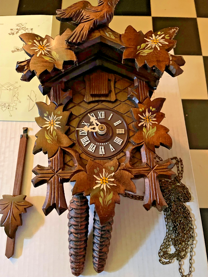 Vintage Edelweiss Bird Black Forest Cuckoo Clock 1997 Germany German | eBay