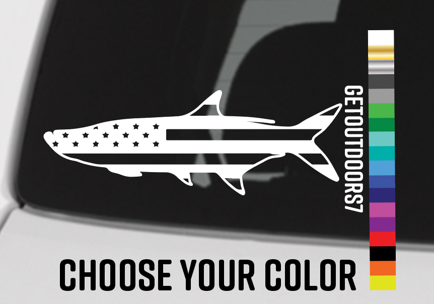 Tarpon Sticker Decal Fly Fishing USA Flag AFTCO Pelagic Orvis HUK 5.5 ...