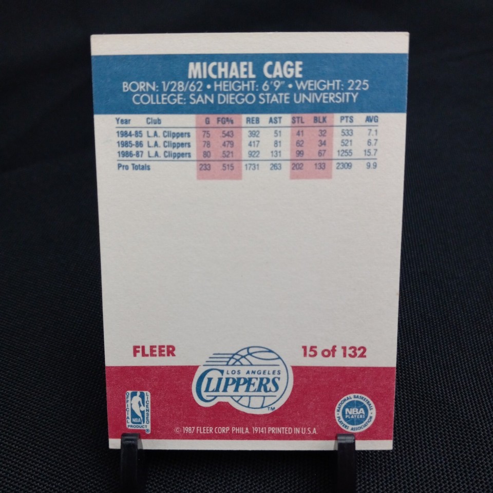 1987 Fleer #15 Michael Cage Basketball Los Angeles Clippers (1A367) | eBay