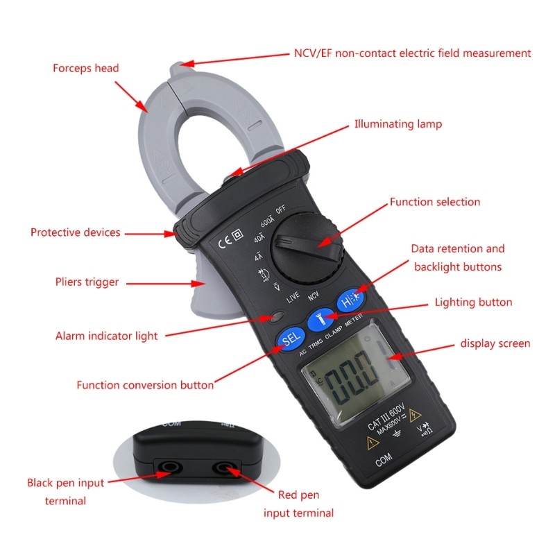 Versatile Clamp Multimeter Measure Voltage Current Resistance ...