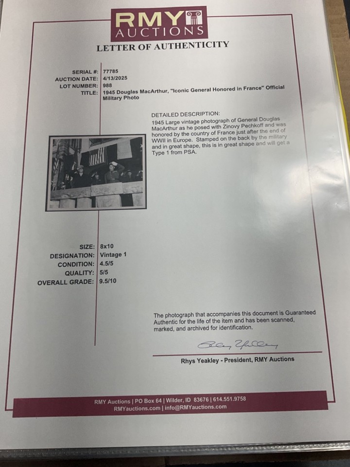 1945 Douglas MacArthur - General Honored in France - Official Military ...